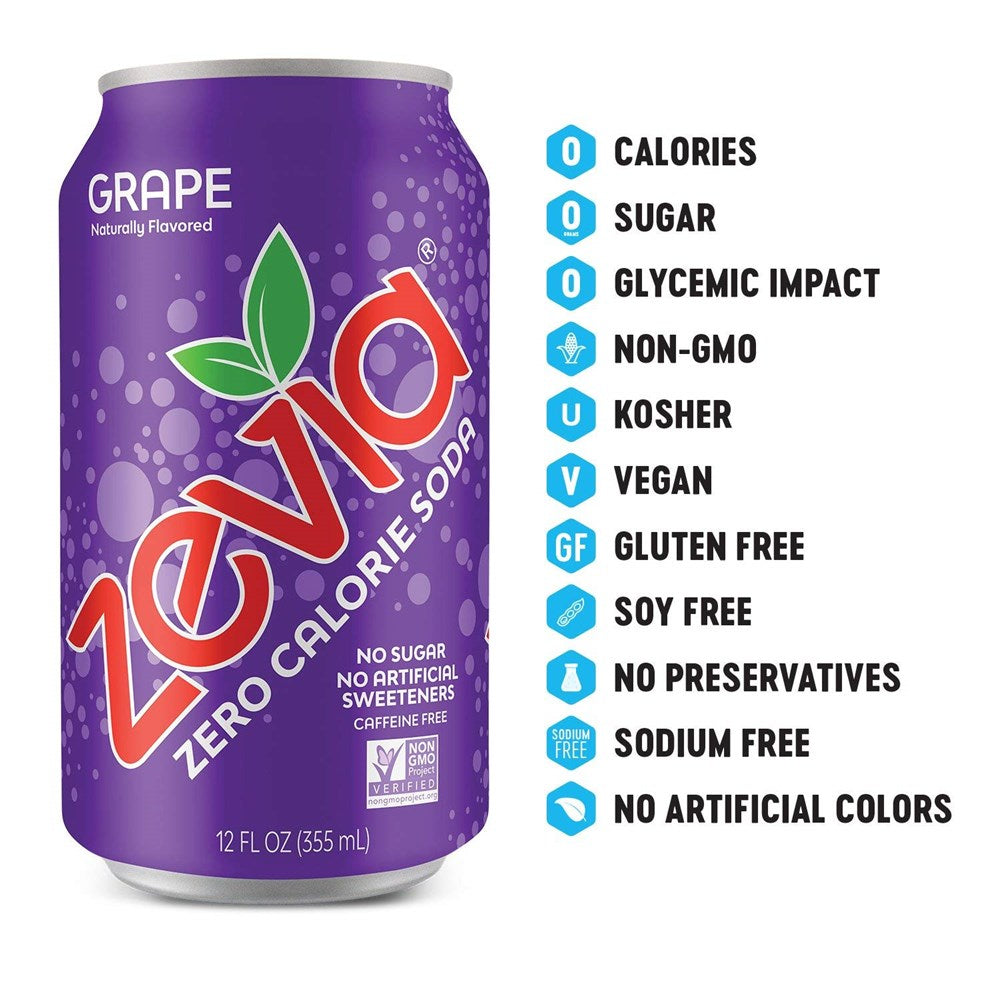 Zevia Zero Calorie Soda Grape 12floz/355ml – US2U Johnsonville