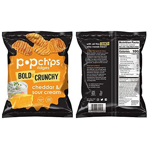 PoPchips Potato Ridges Cheddar Sour Cream 0.8oz/22.6g (Best Before Jul ...