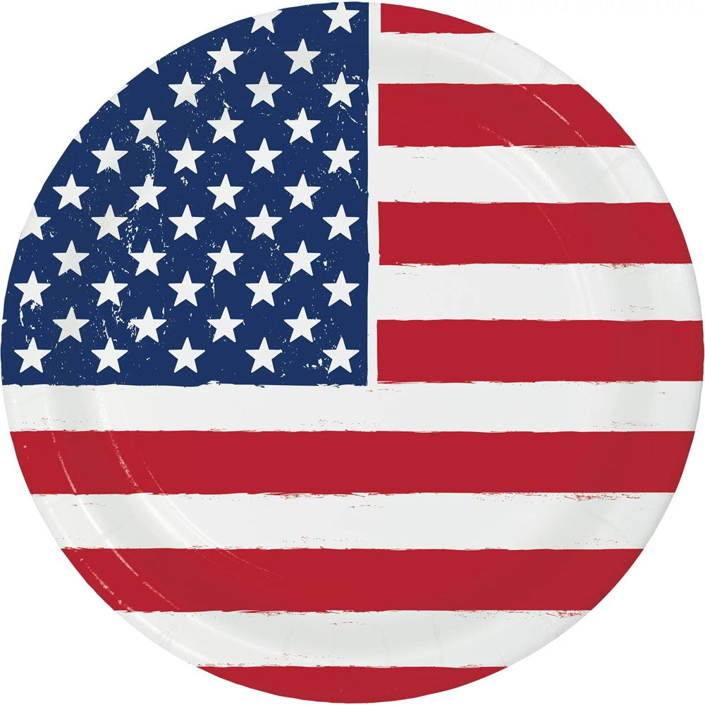 Way to Celebrate 10" Dinner Paper Plate Round American Flag 8Ct. – US2U ...